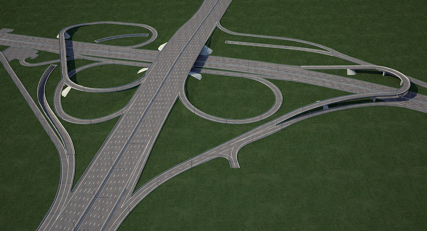 Highway Road Junction 3D model | CGTrader