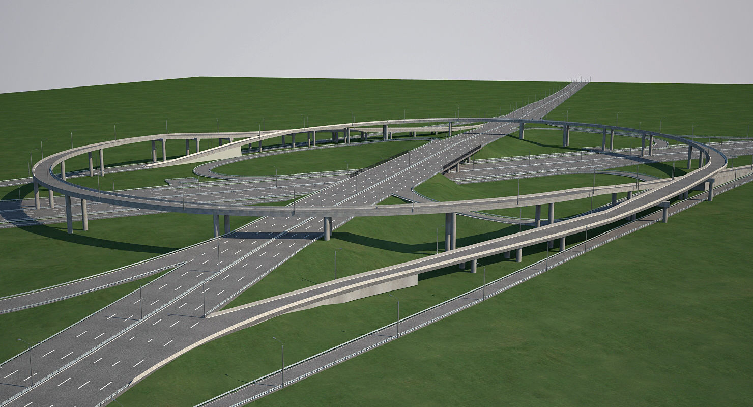 Highway Road Junction 3D model | CGTrader