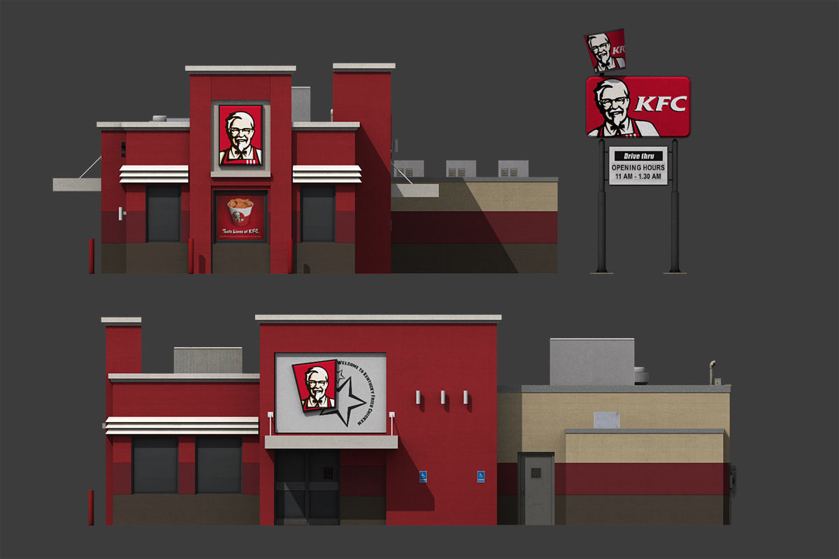 3D model KFC Restaurant VR / AR / low-poly | CGTrader