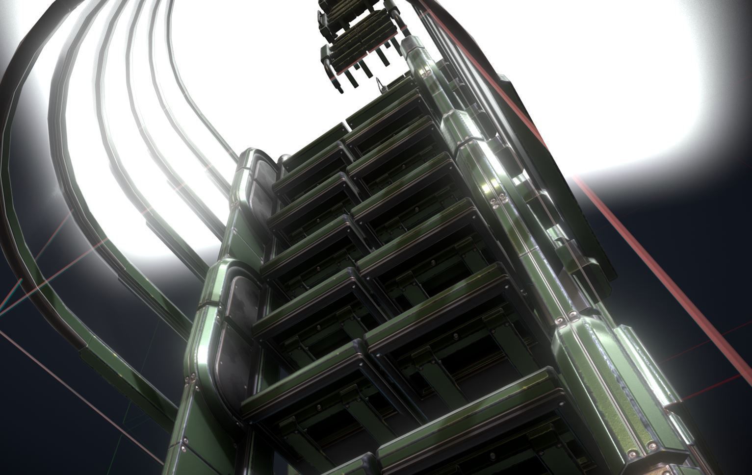 3D model Futuristic Ladders Green Painted Metal Modular VR / AR / low ...