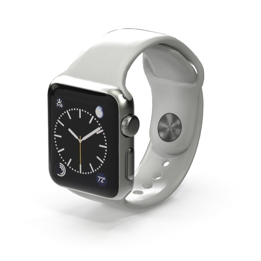 3D model Apple Watch Sport Silver Aluminum Case White Band VR / AR ...