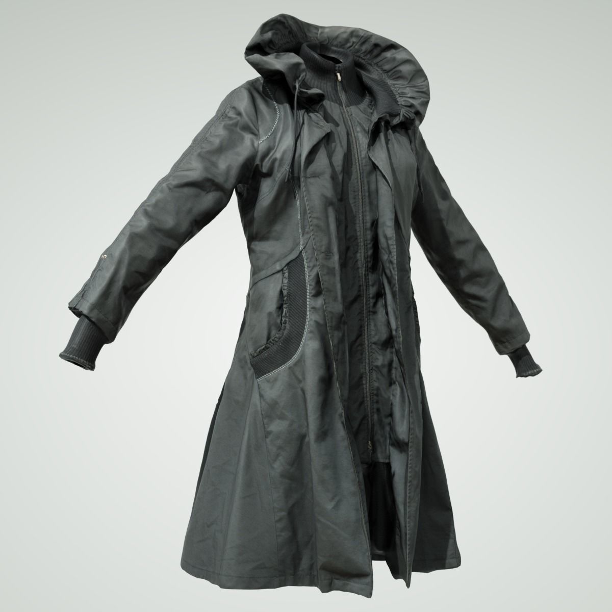 3D model Long black Coat VR / AR / low-poly | CGTrader