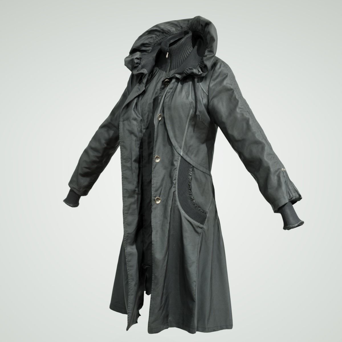 3D model Long black Coat VR / AR / low-poly | CGTrader