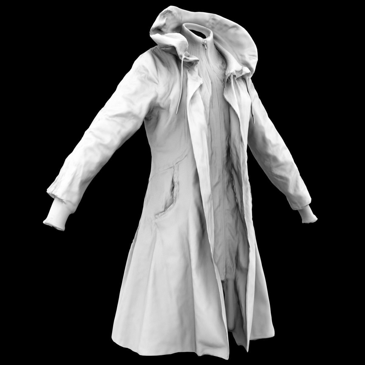 3D model Long black Coat VR / AR / low-poly | CGTrader