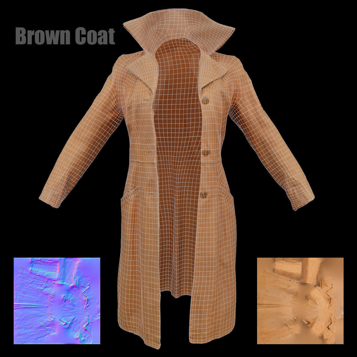 3D model Long Leather Coat VR / AR / low-poly | CGTrader