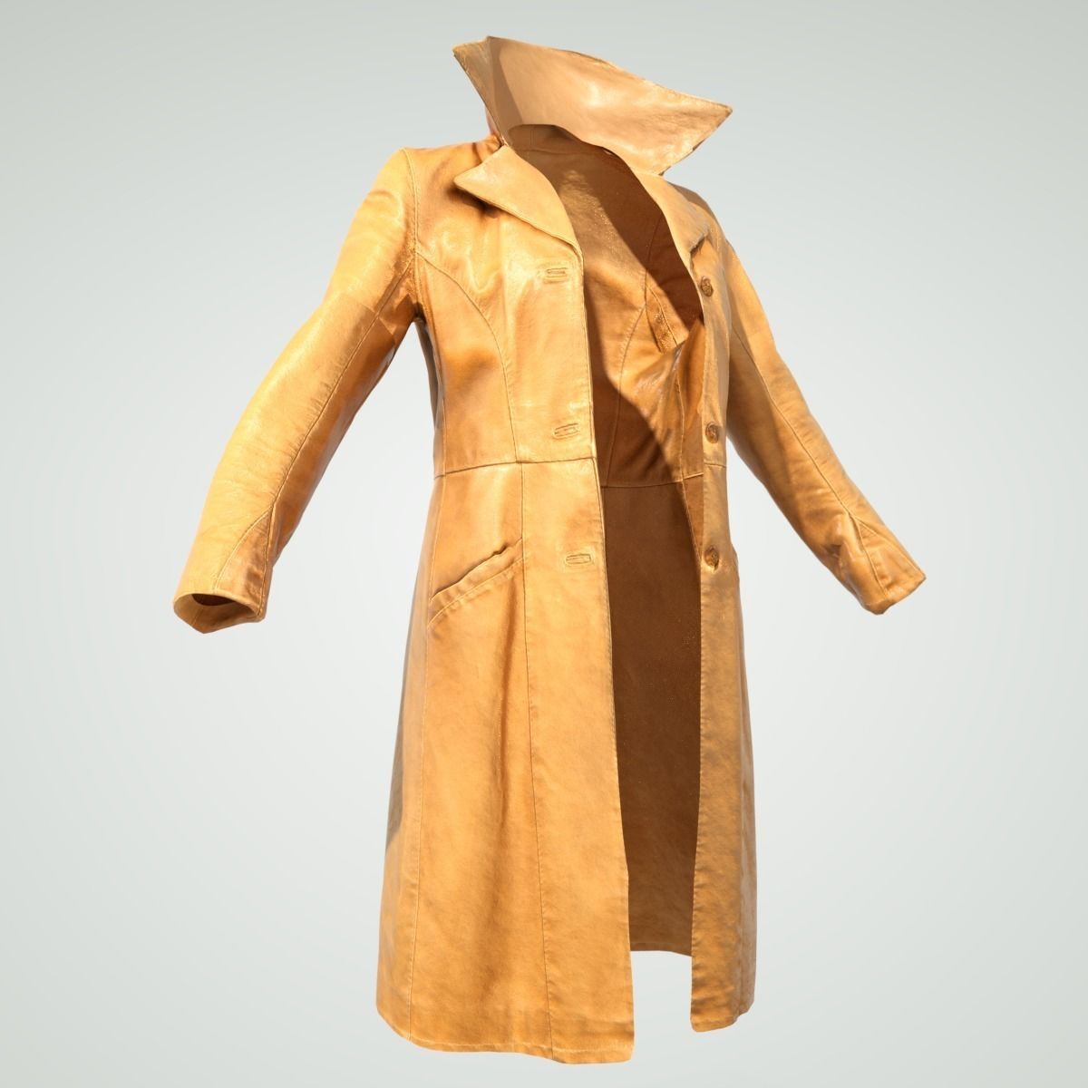 3D model Long Leather Coat VR / AR / low-poly | CGTrader