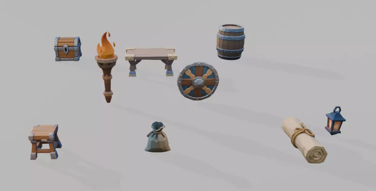 3D model Low Poly Medieval Camp Props Pack - Game Ready VR / AR / low ...