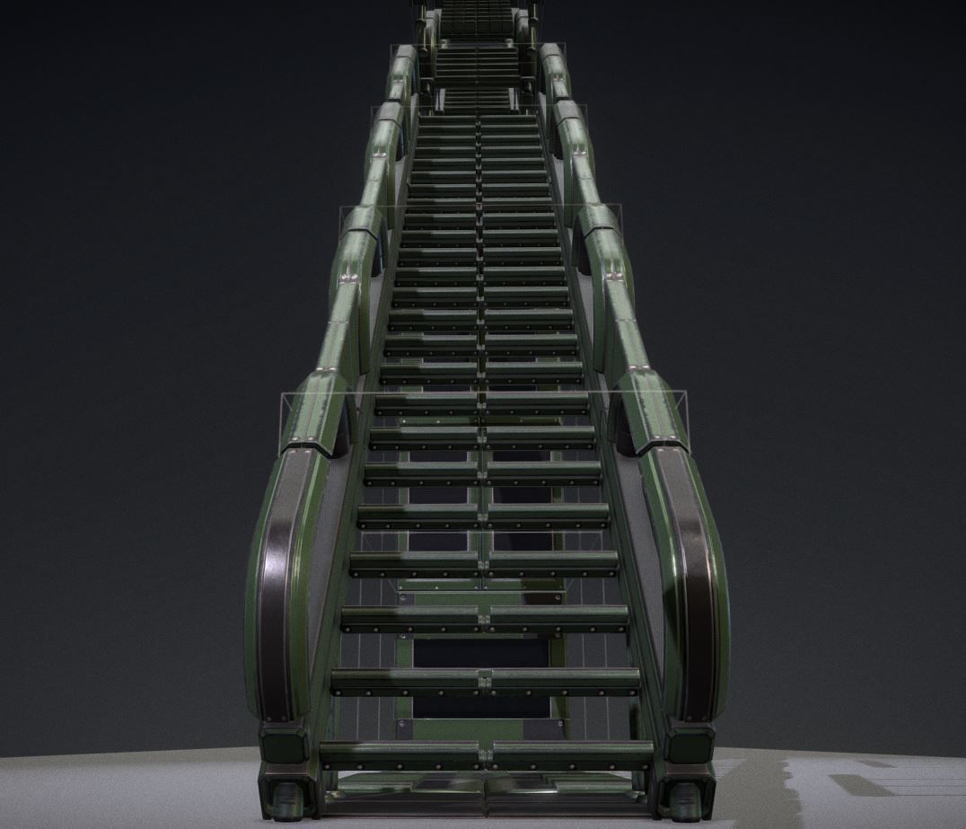 3D model Futuristic Ladders and Stairs Package Green Version VR / AR ...