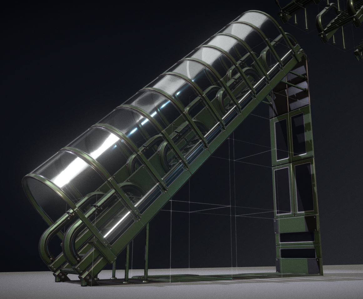 3D model Futuristic Ladders and Stairs Package Green Version VR / AR ...