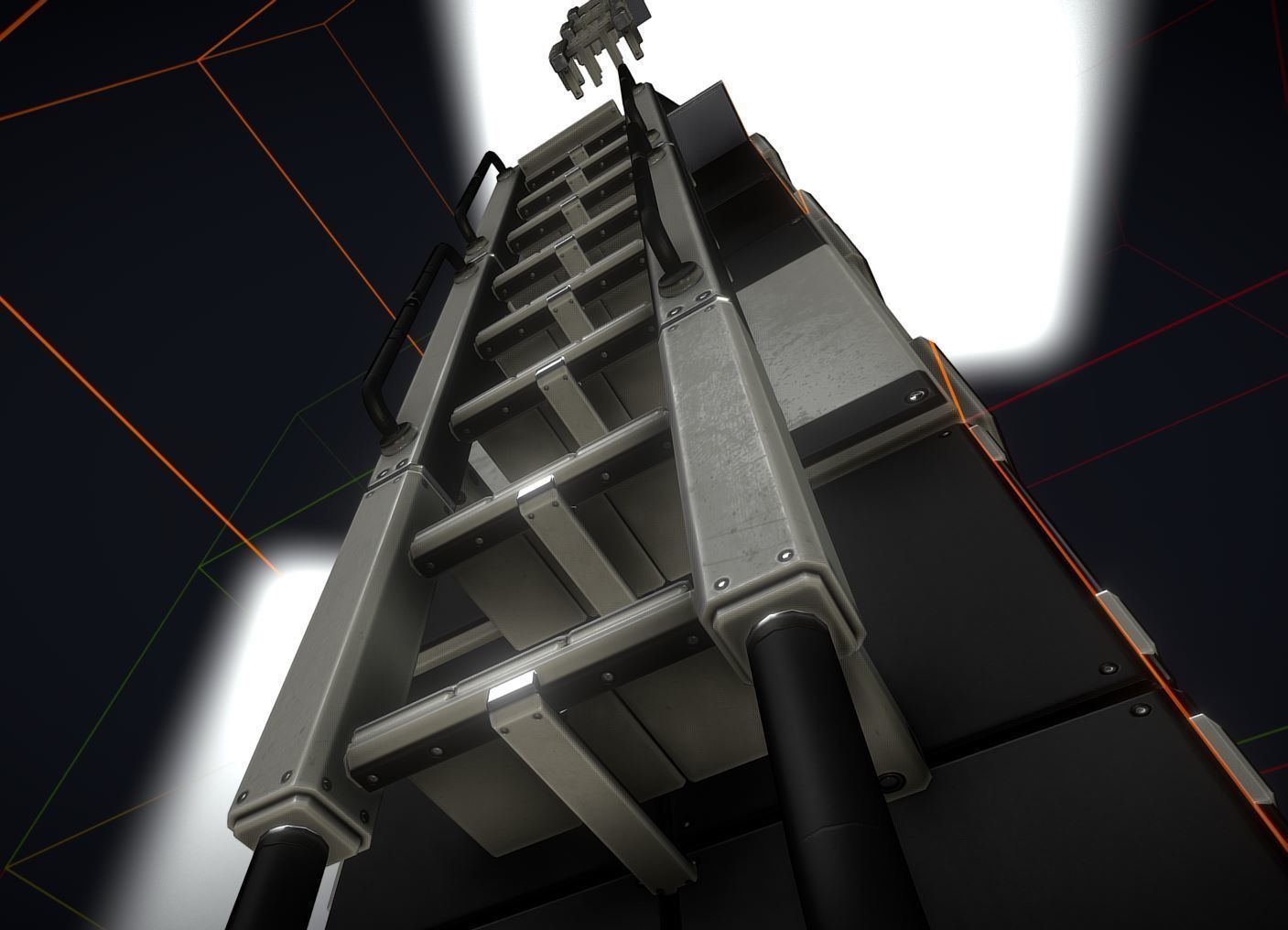 3D model Futuristic Ladders and Stairs Package White Plastic Version VR ...