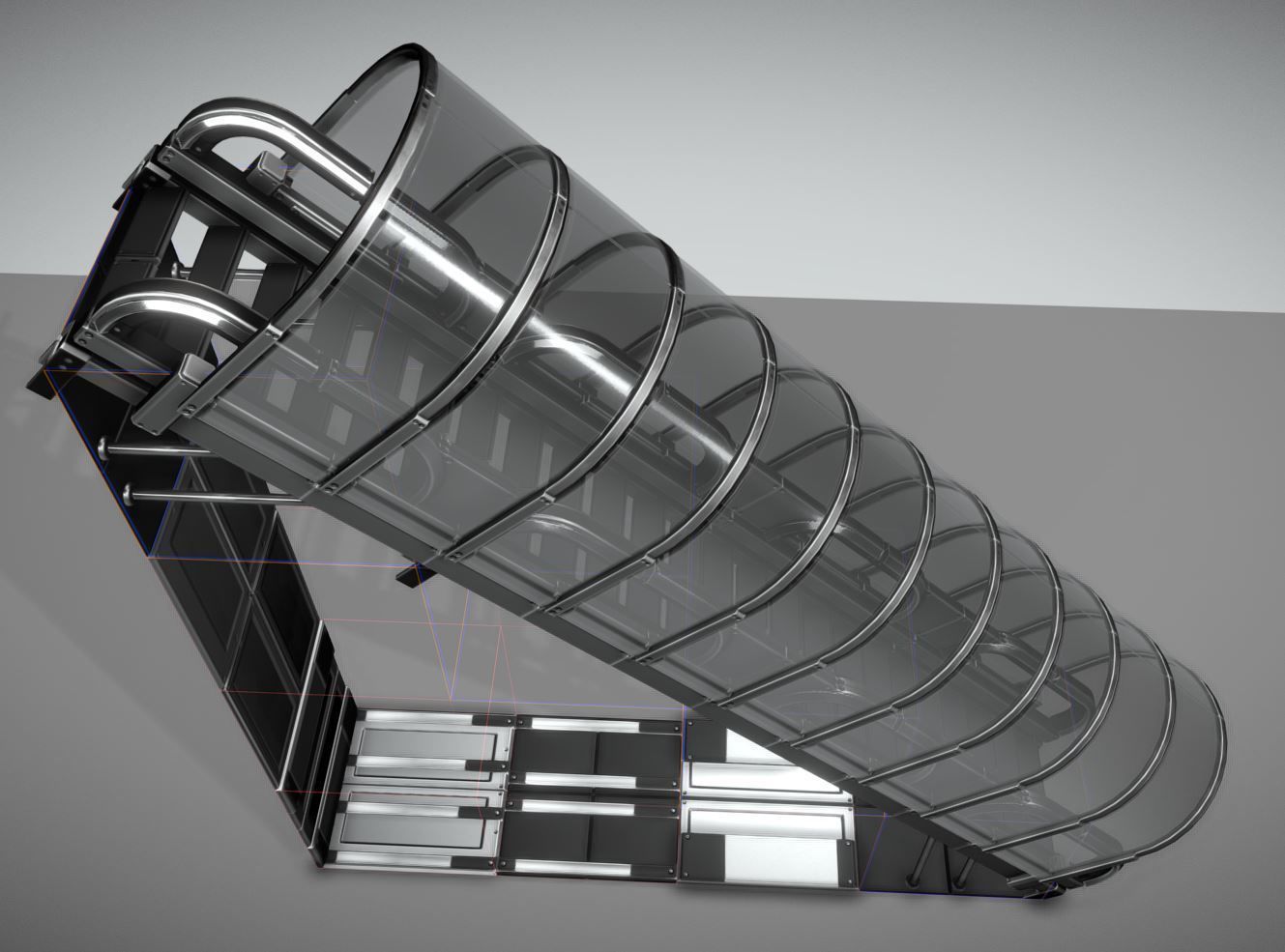 3D model Sci-Fi Ladders and Stairs Package Silver Version VR / AR / low ...