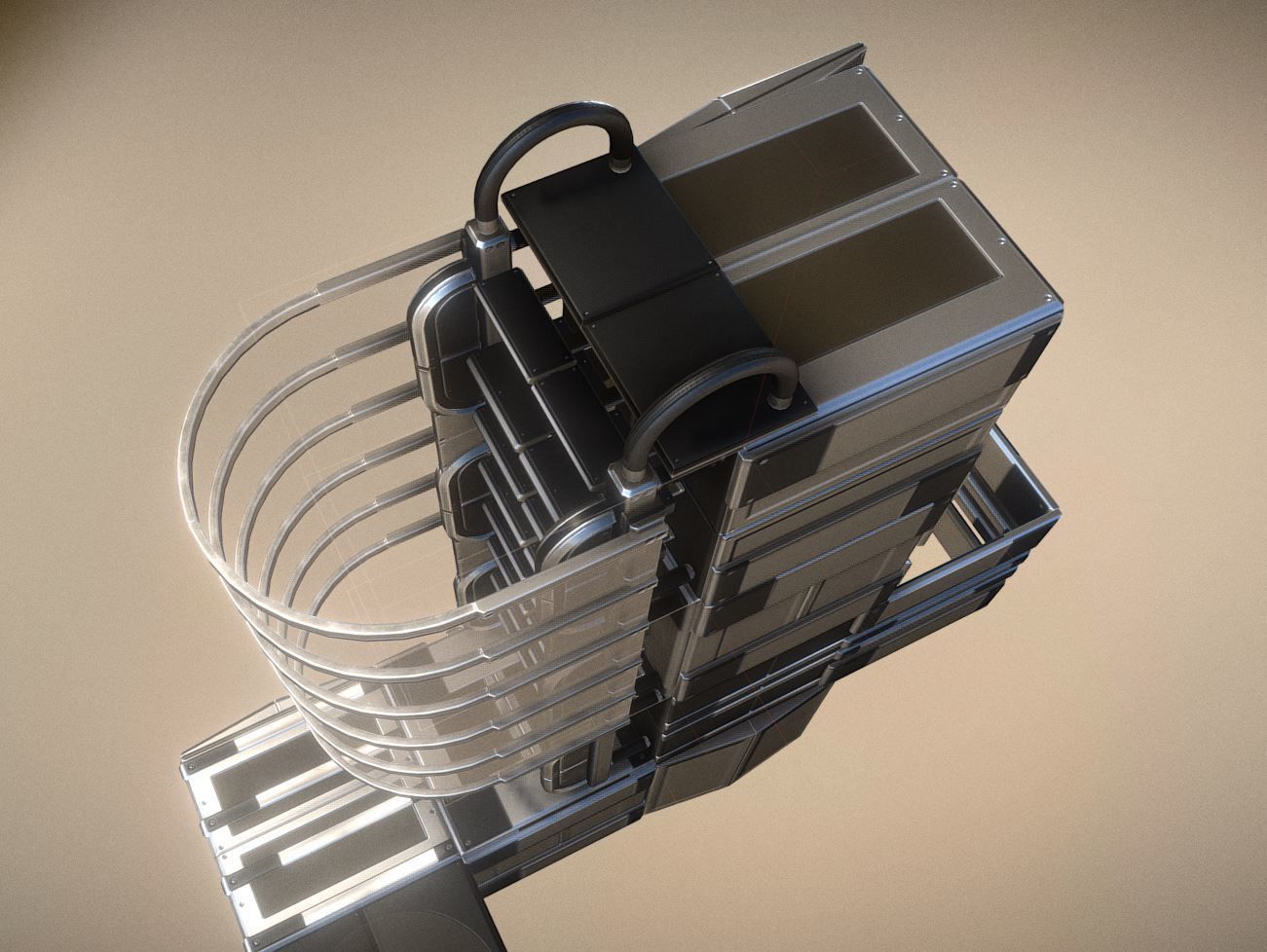 3D model Sci-Fi Ladders and Stairs Package Silver Version VR / AR / low ...