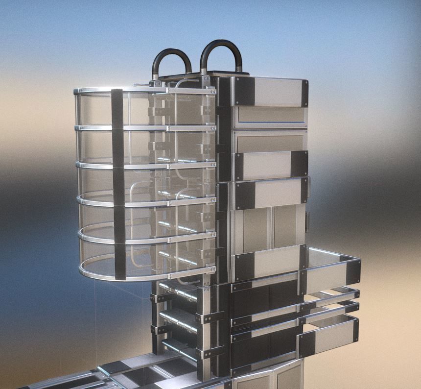 3D model Sci-Fi Ladders and Stairs Package Silver Version VR / AR / low ...