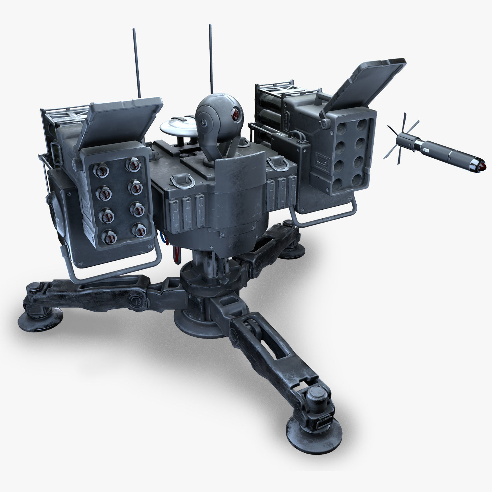3D model Missile Turret Game Ready PBR Textures VR / AR / low-poly ...