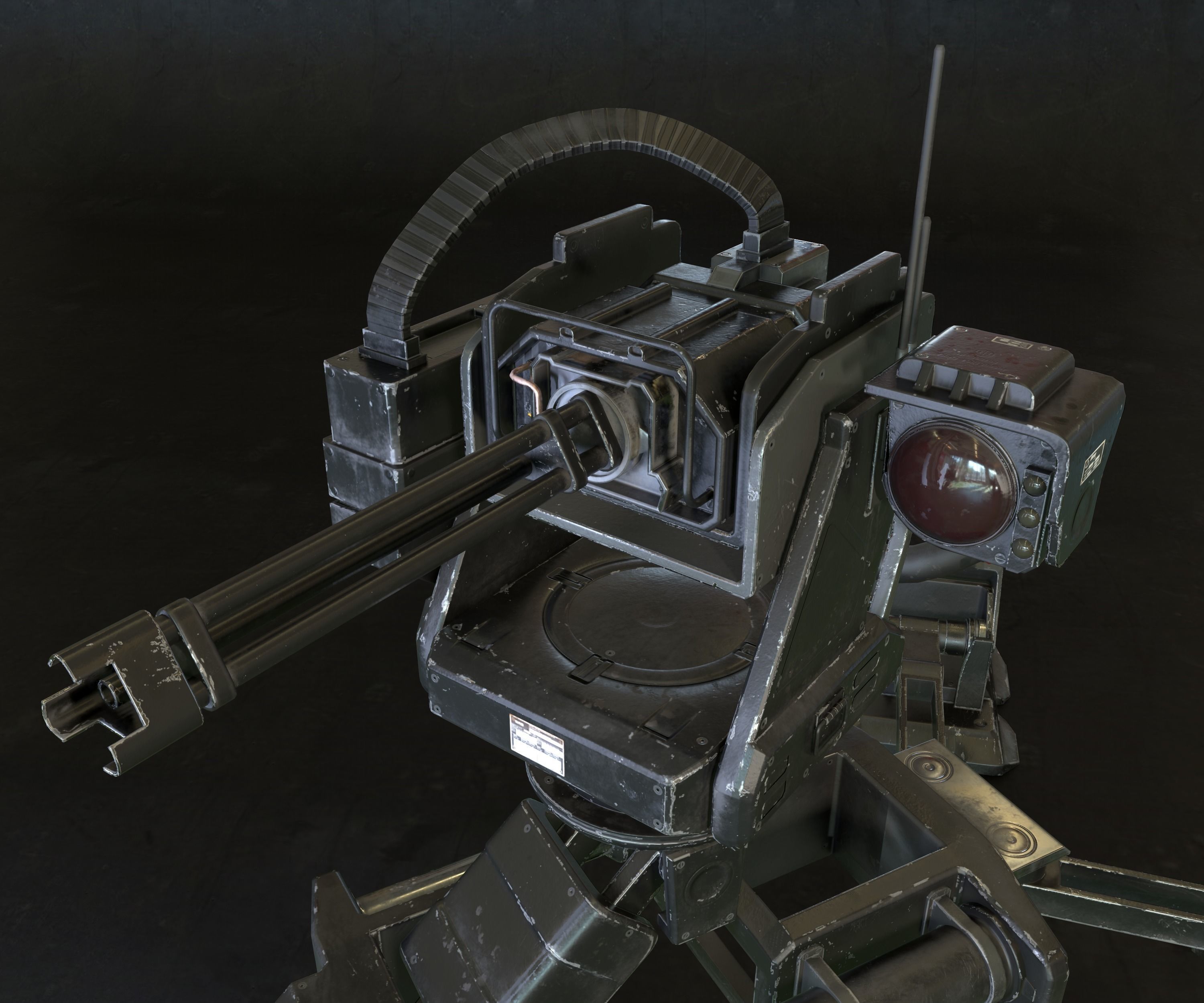 3D model Turret Sentry Game Ready PBR Textures VR / AR / low-poly ...