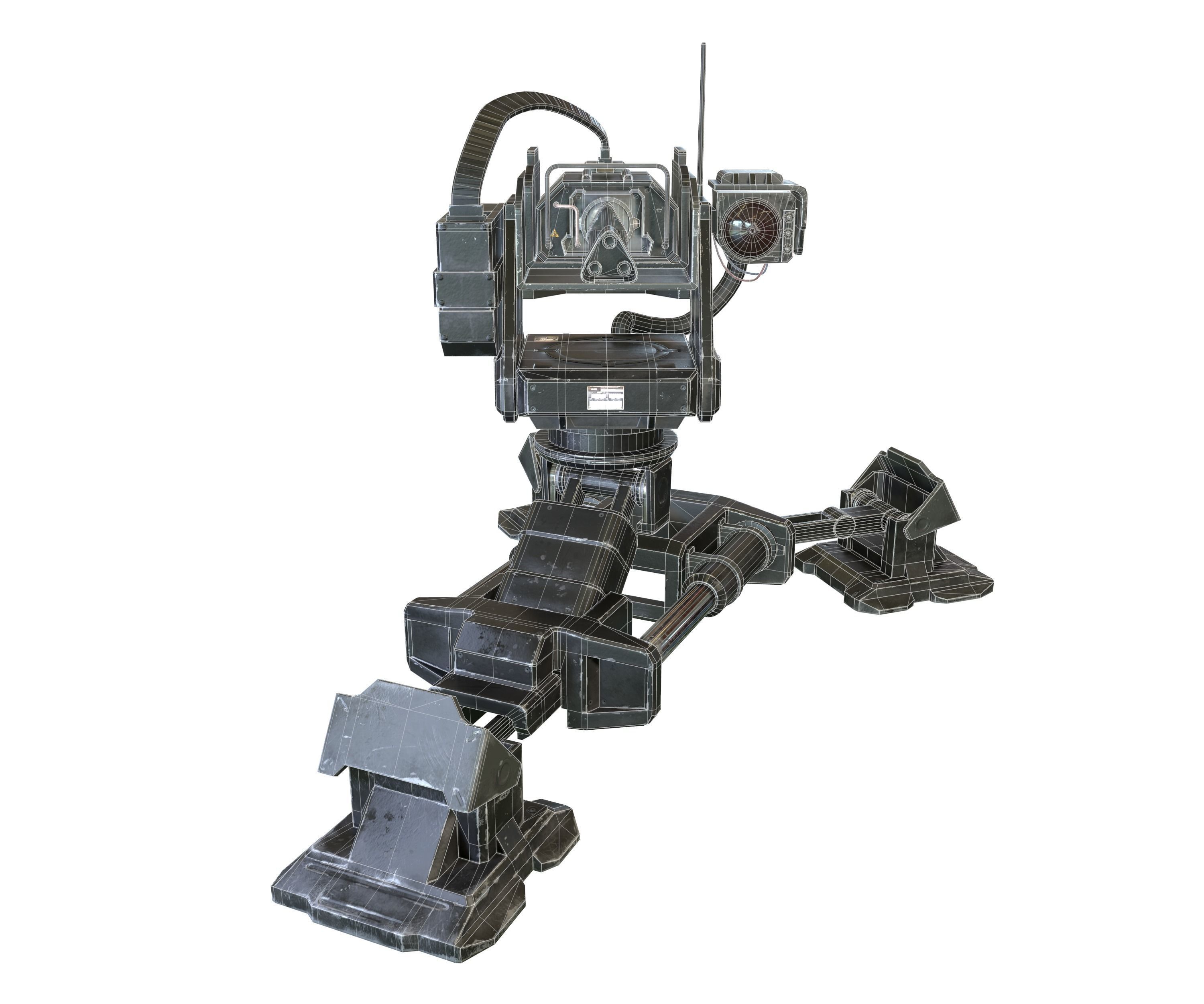 3D model Turret Sentry Game Ready PBR Textures VR / AR / low-poly ...
