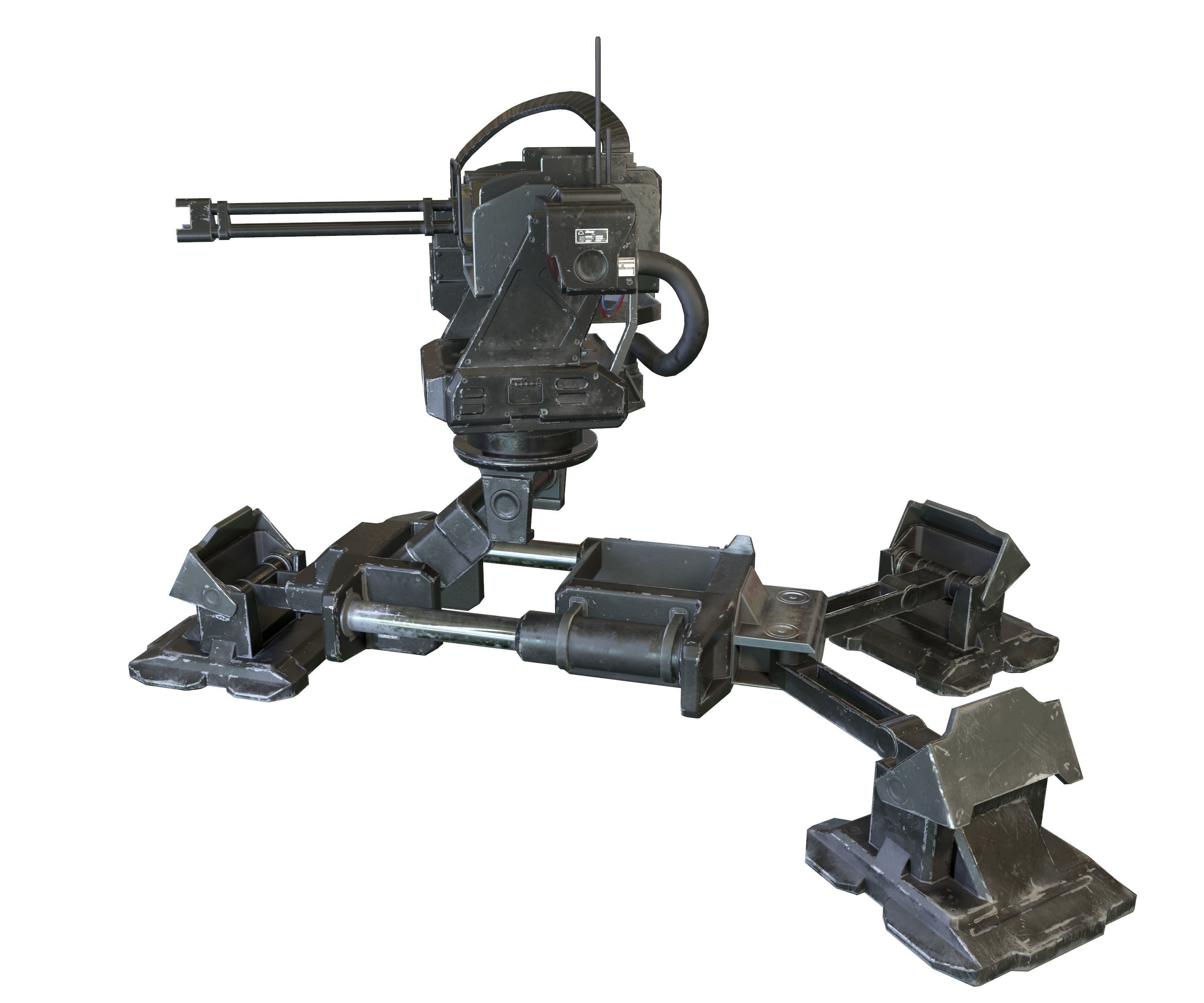 3D model Turret Sentry Game Ready PBR Textures VR / AR / low-poly ...