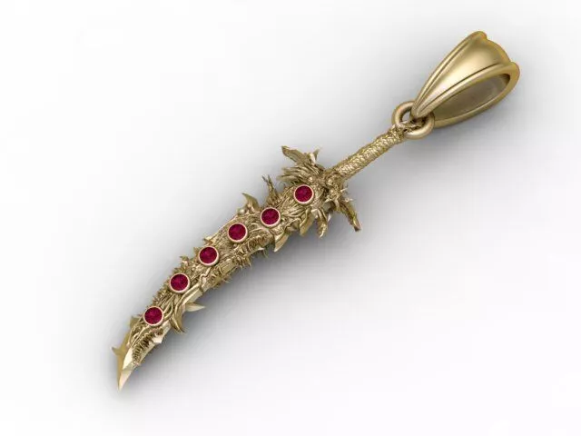 Gold Dragon Dagger Pendant 3D model 3D printable | CGTrader