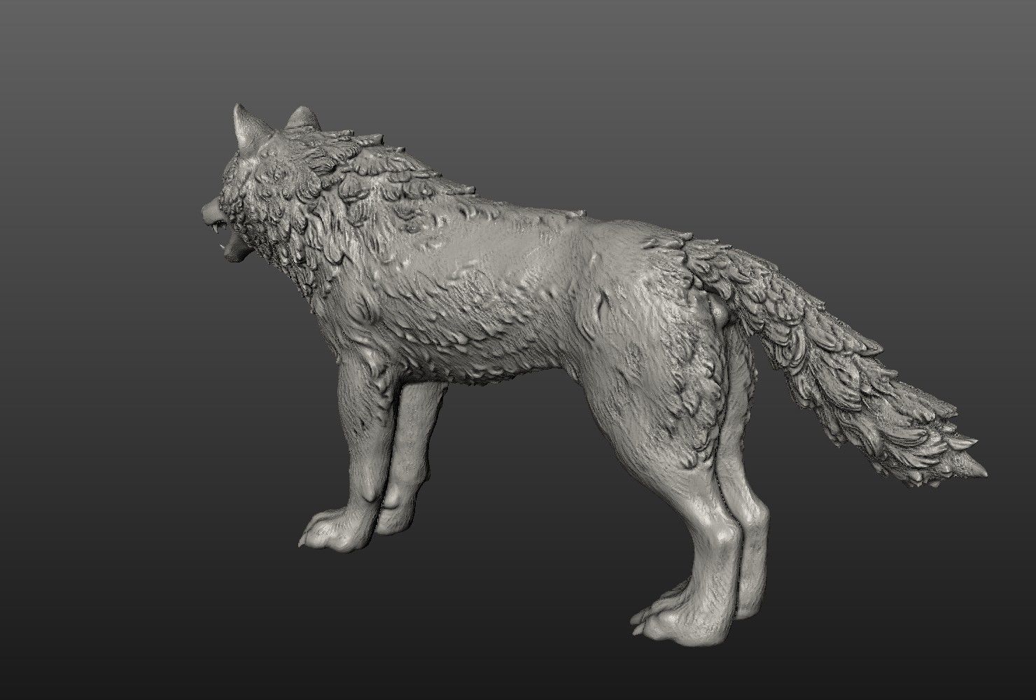 High poly wolf statue 3D model 3D printable | CGTrader