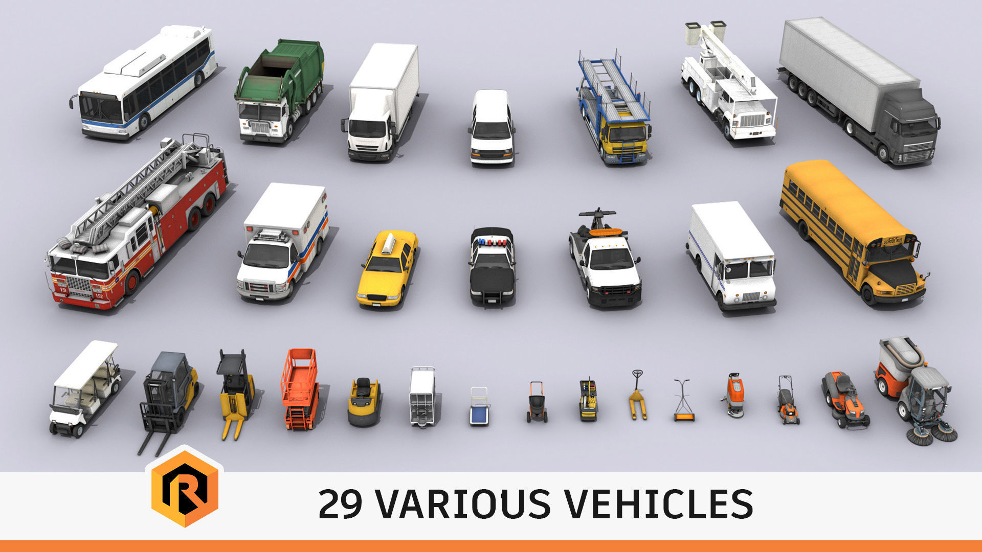 3D model 29 HQ Vehicles - Mega Collection VR / AR / low-poly | CGTrader