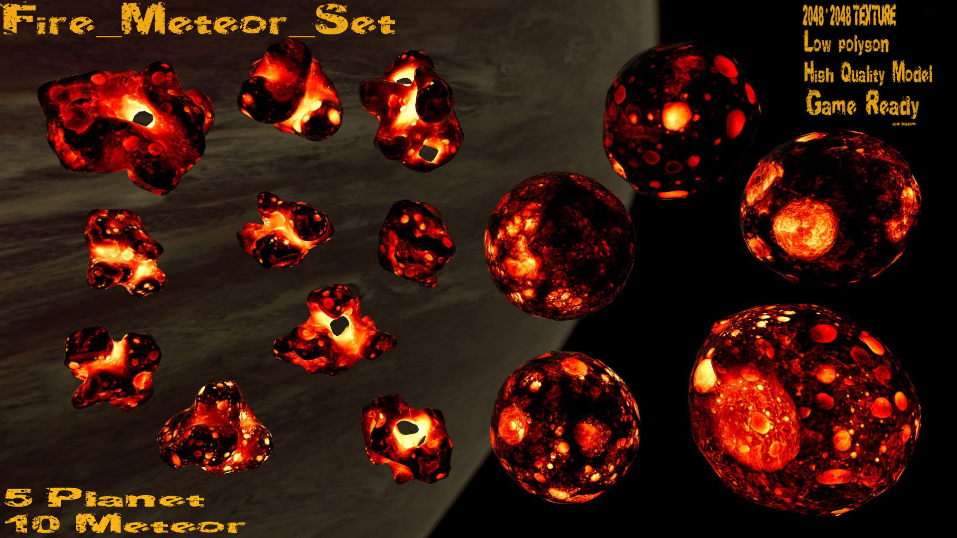 3D model Lava meteor set VR / AR / low-poly | CGTrader