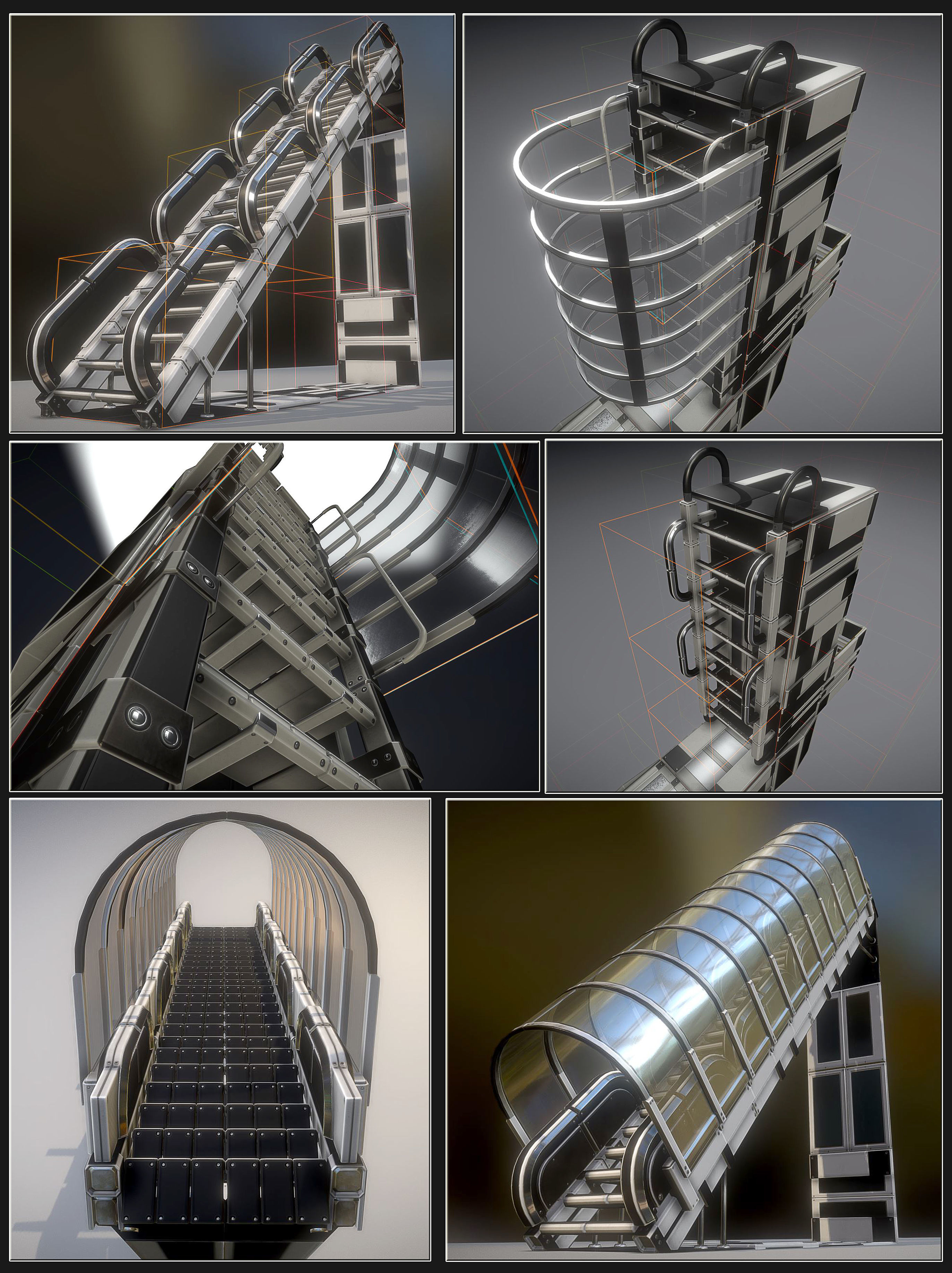3D model Futuristic Ladders and Stairs Set - All Available PBR Textures ...