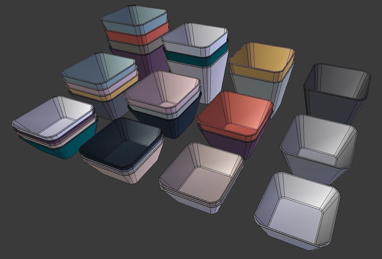 3D model Colorful Bowl Set - LOW POLY VR / AR / low-poly | CGTrader