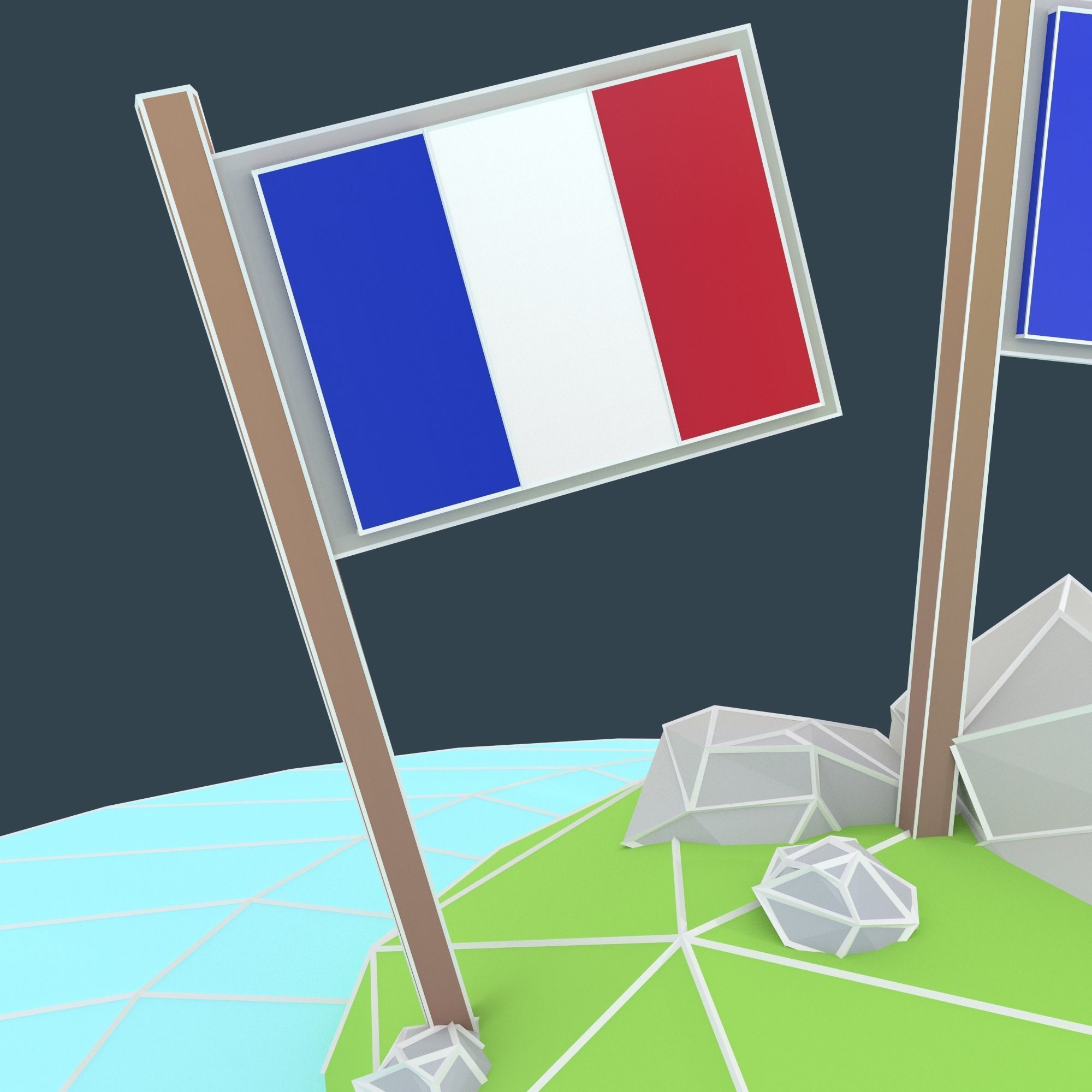 3D model Stylized low poly flags - Exit EU Package VR / AR / low-poly ...