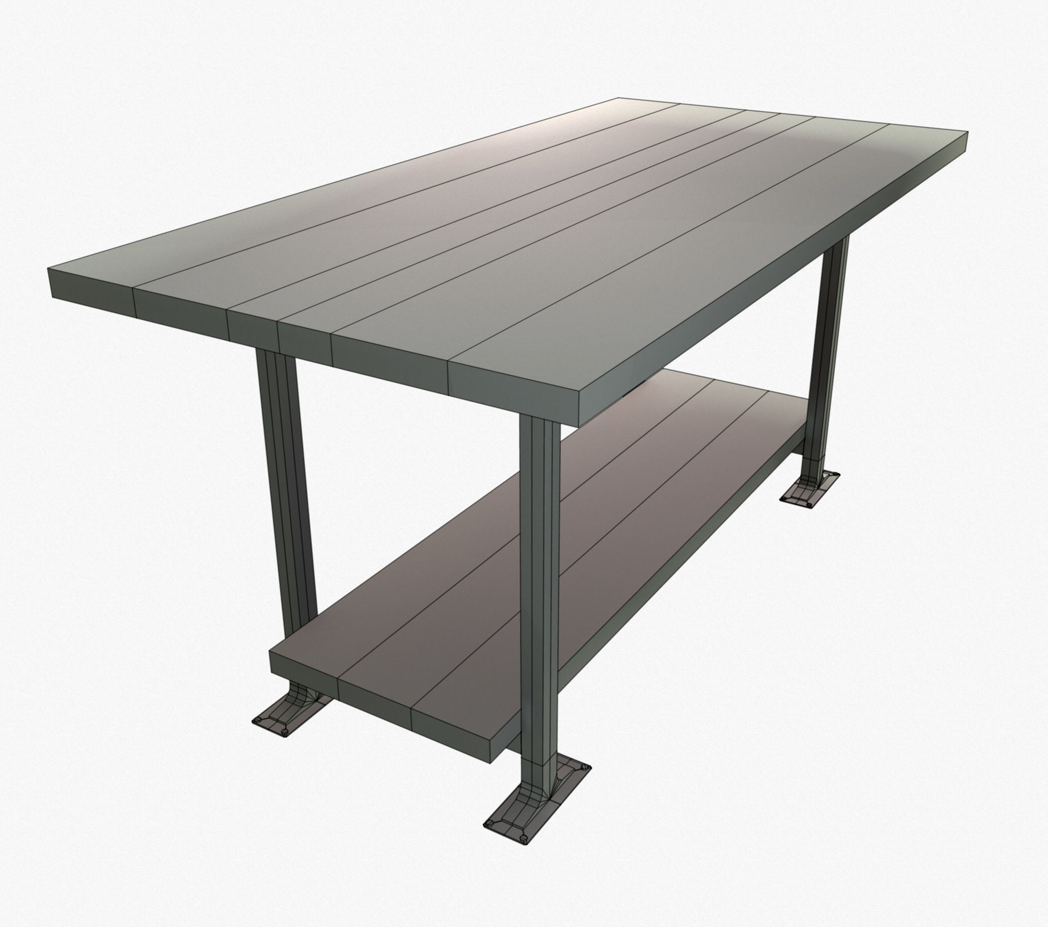 3D model Work Table Worktable Game Ready PBR Textures VR / AR / low ...