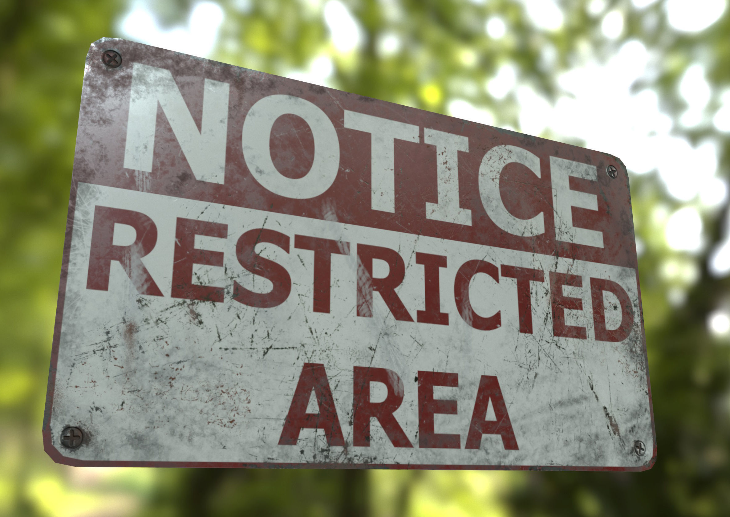 3D model Sign Restricted Area Game Ready PBR Textures model VR / AR ...