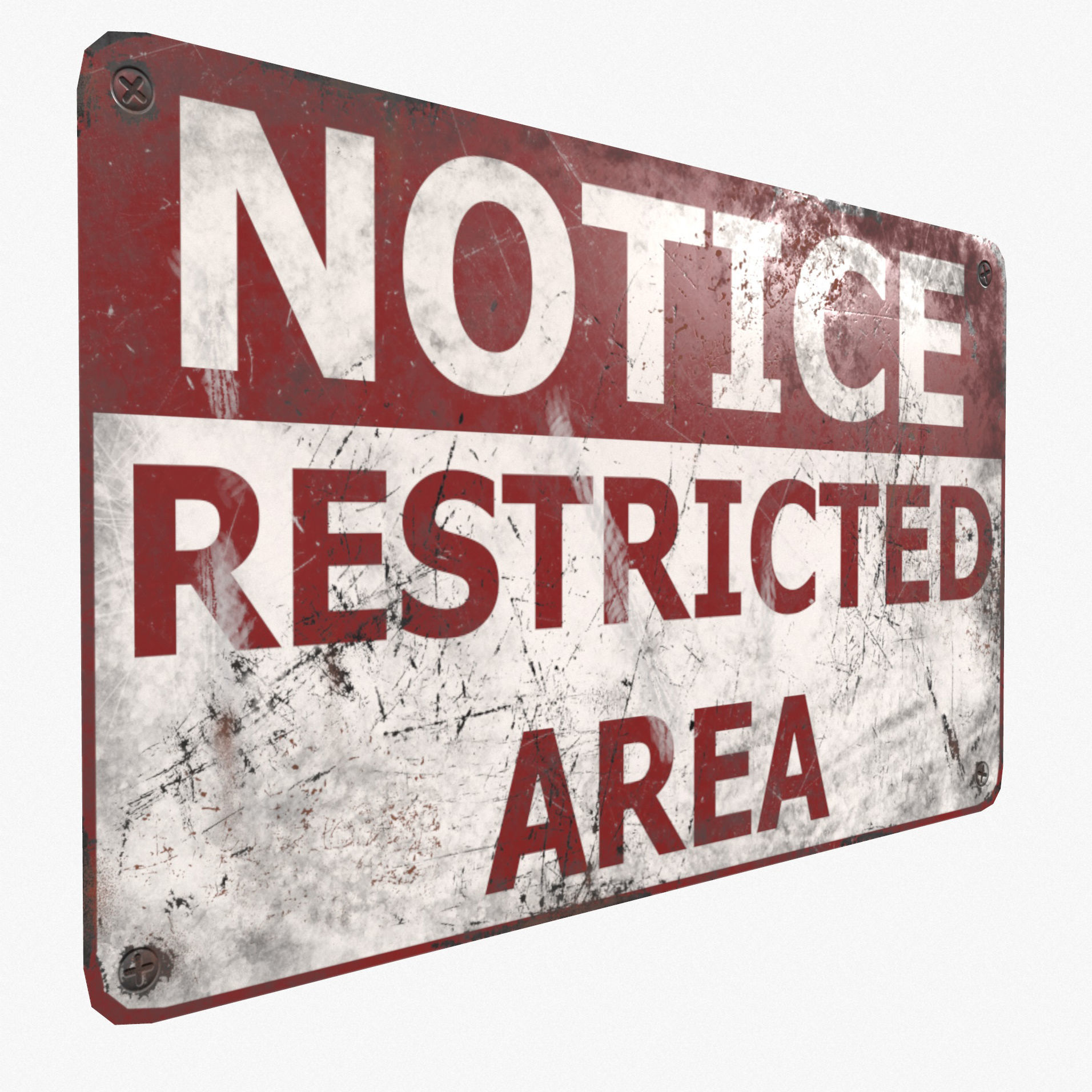 3D model Sign Restricted Area Game Ready PBR Textures model VR / AR ...