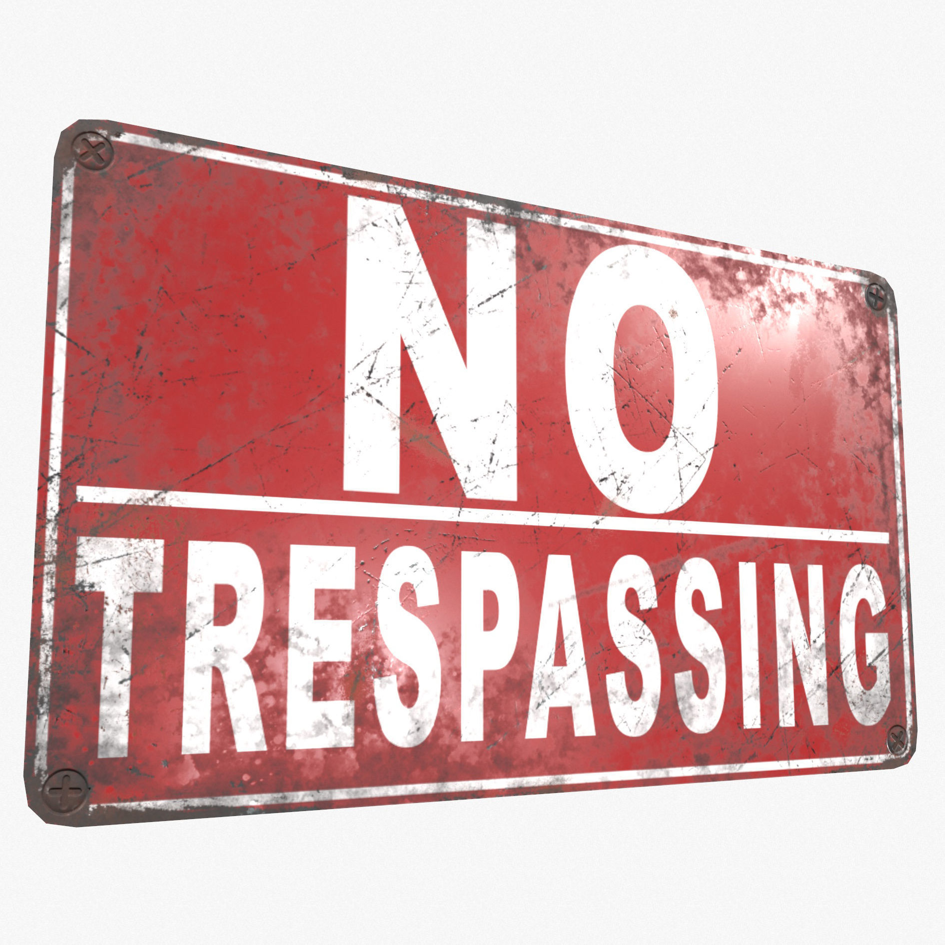 3D model 3D Sign No Trespassing Low Poly PBR Textures VR / AR / low ...