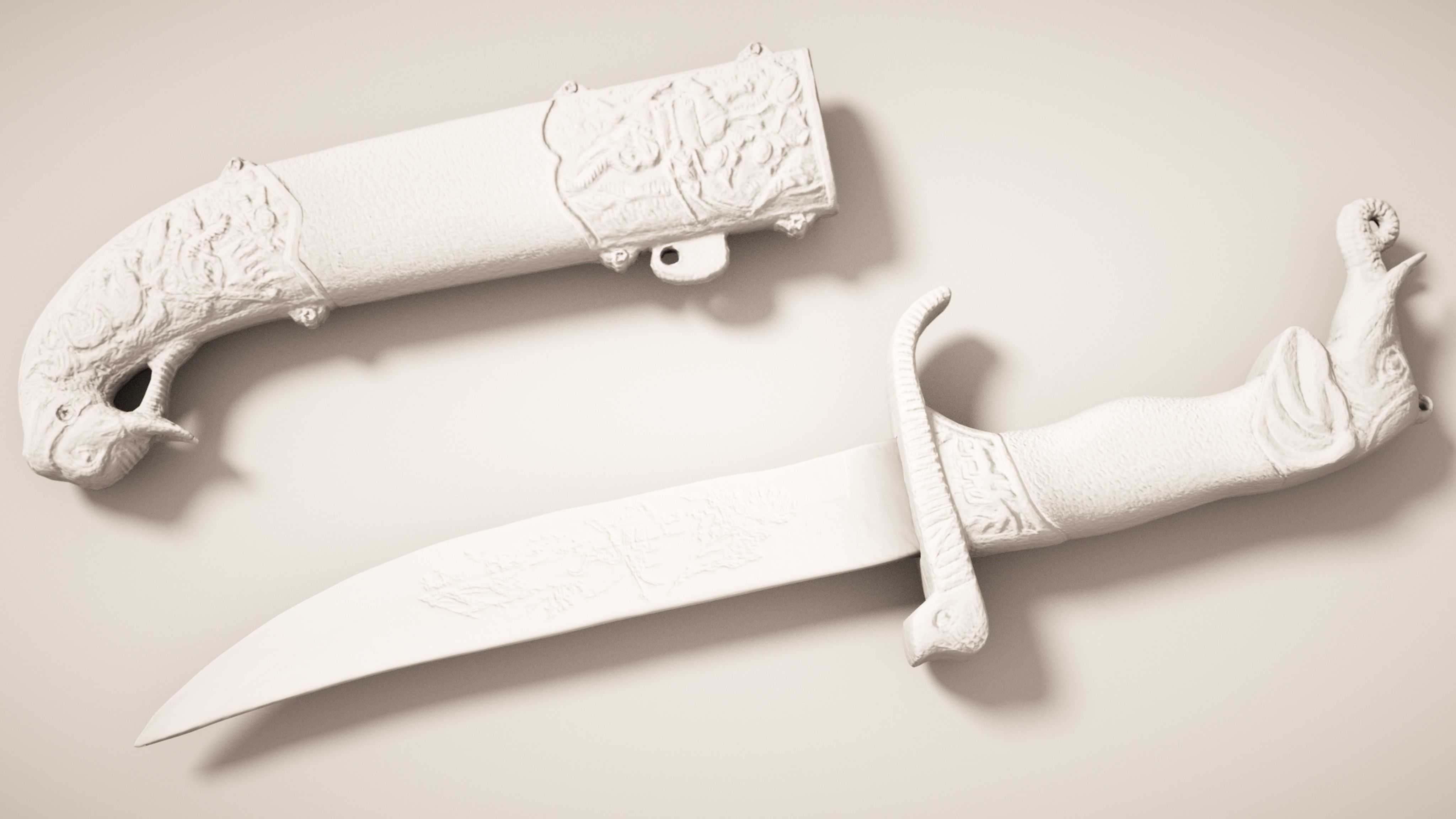 3D model Elephant Decorated Hunting Knife VR / AR / low-poly | CGTrader