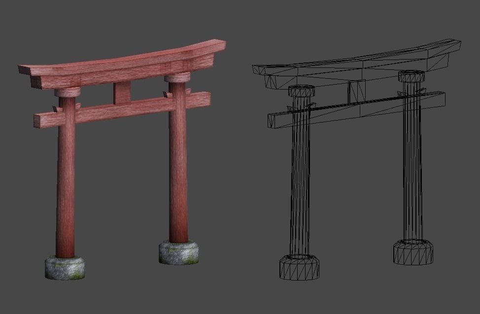 3D model torii1 wooden tori gate VR / AR / low-poly | CGTrader