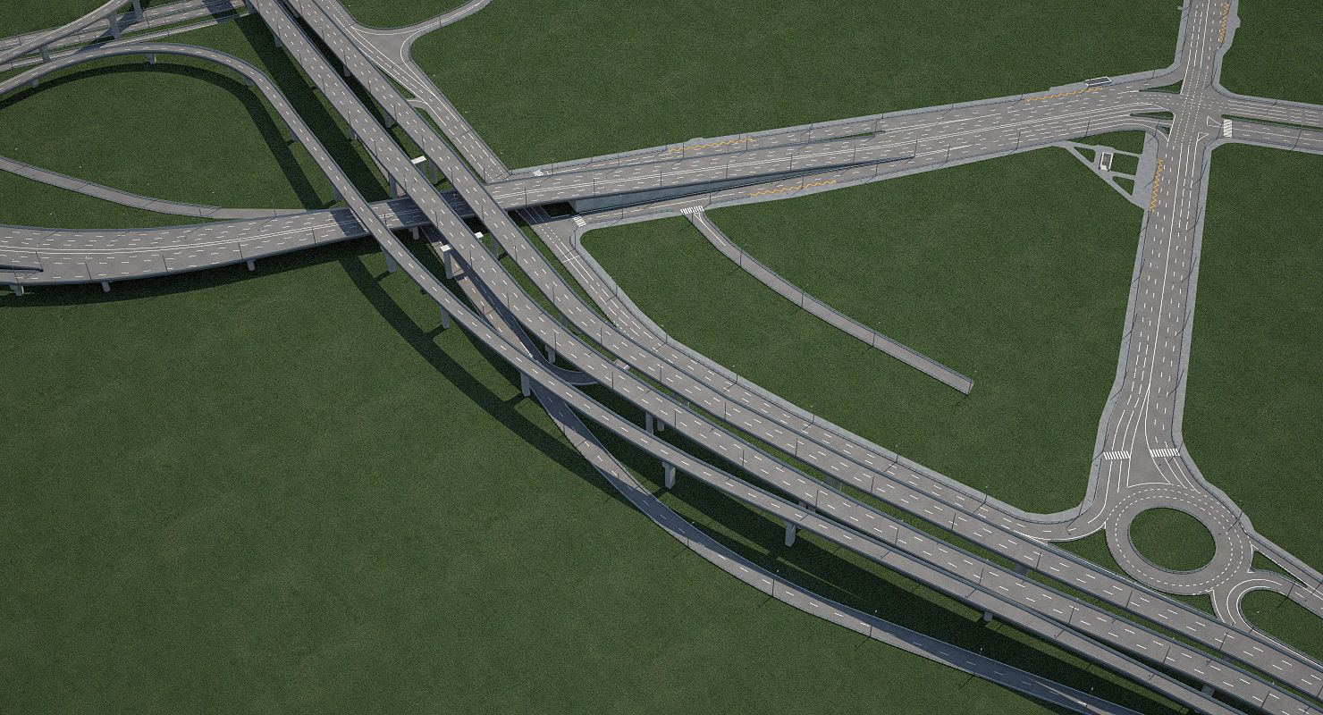 Highway Road Junction 3D model | CGTrader