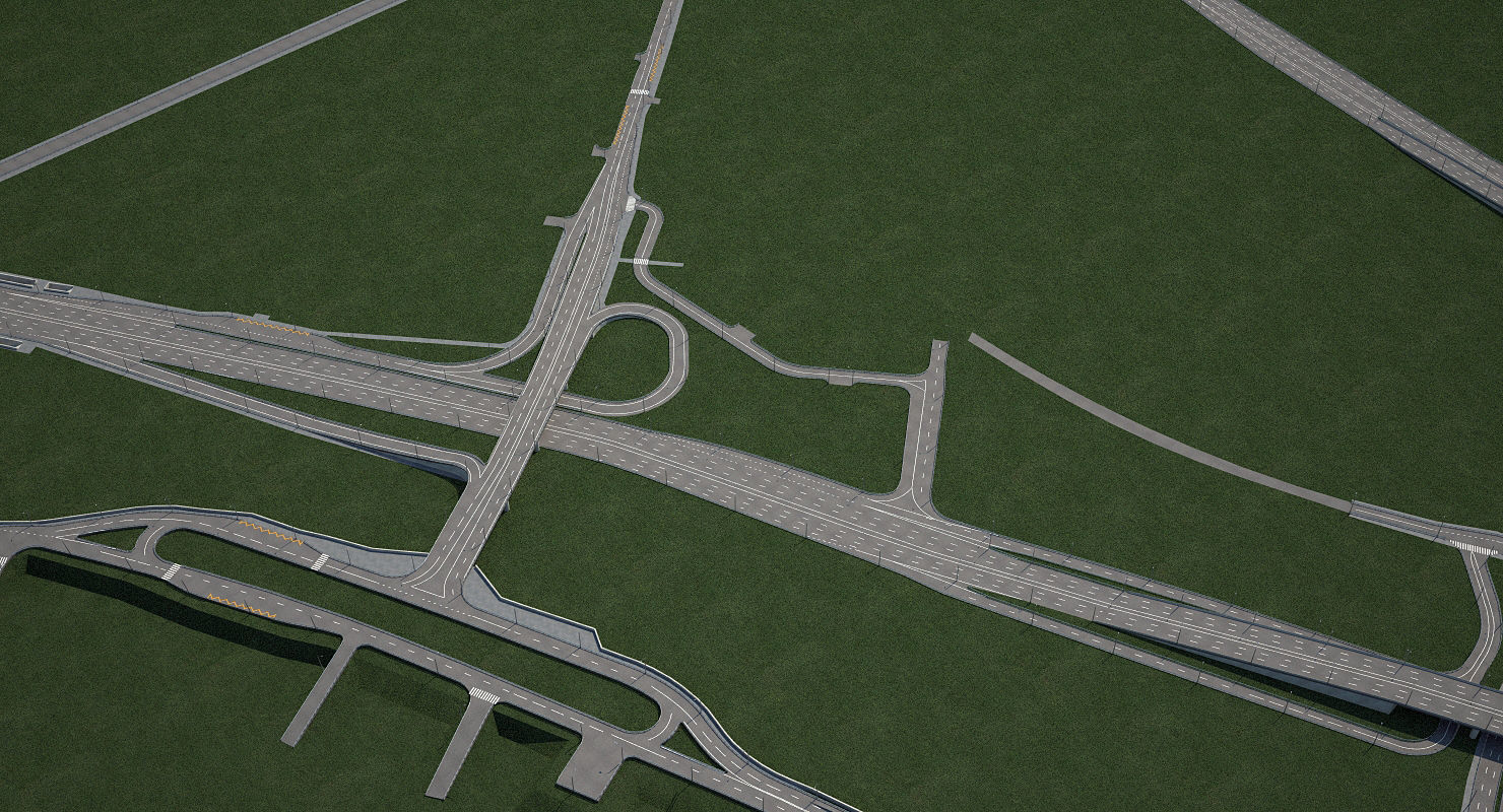 Highway Road Junction 3D model | CGTrader