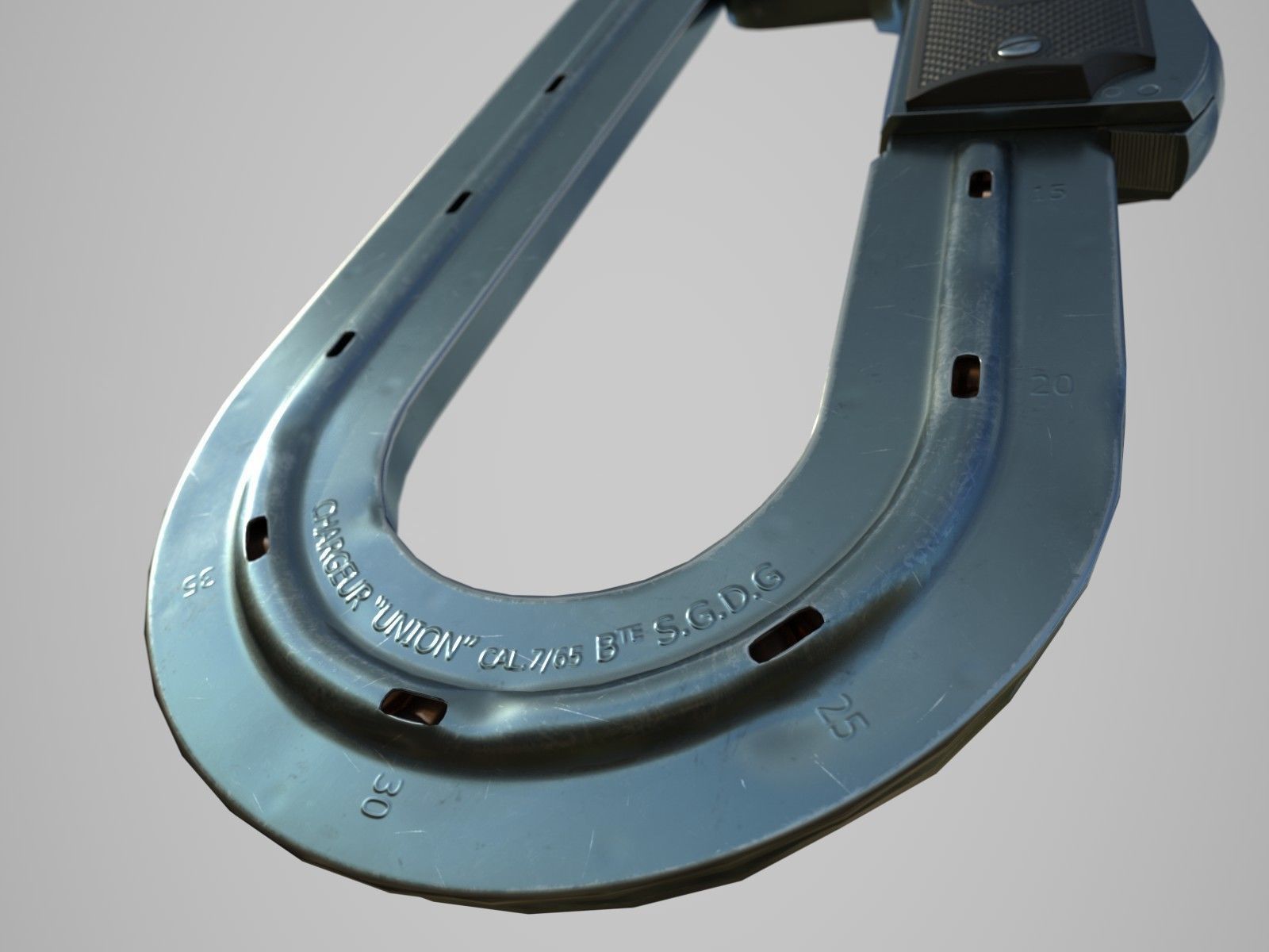 3D model French UNION Pistol with Extended Magazine Low Poly PBR VR ...