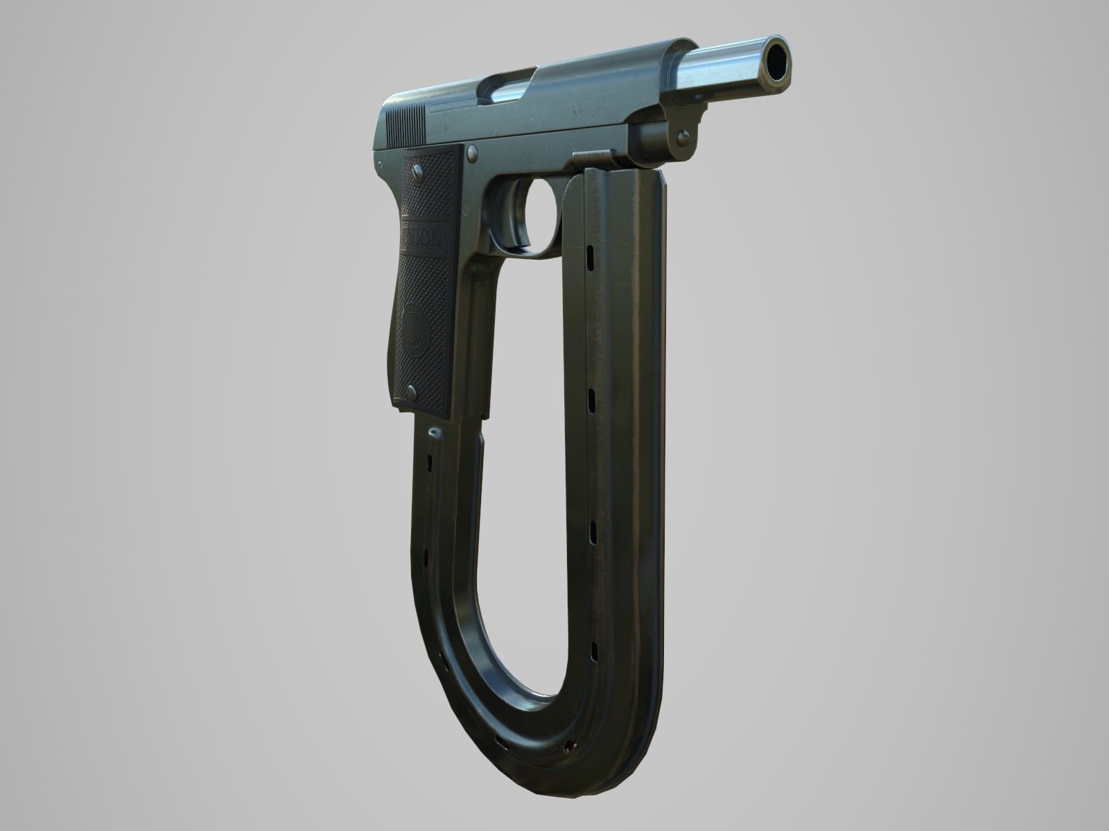 3D model French UNION Pistol with Extended Magazine Low Poly PBR VR ...