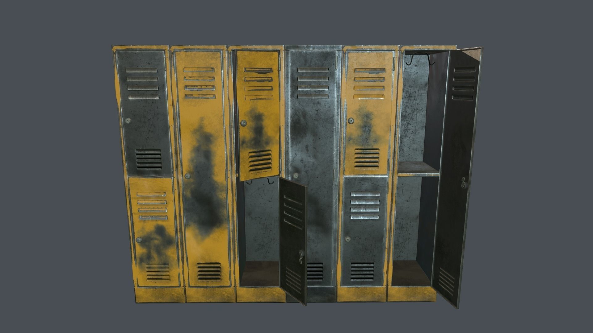 3D model Old Damaged Metal Locker PBR Game Ready VR / AR / low-poly ...