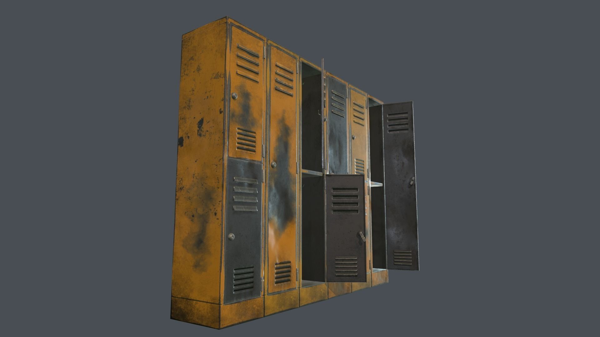 3D model Old Damaged Metal Locker PBR Game Ready VR / AR / low-poly ...