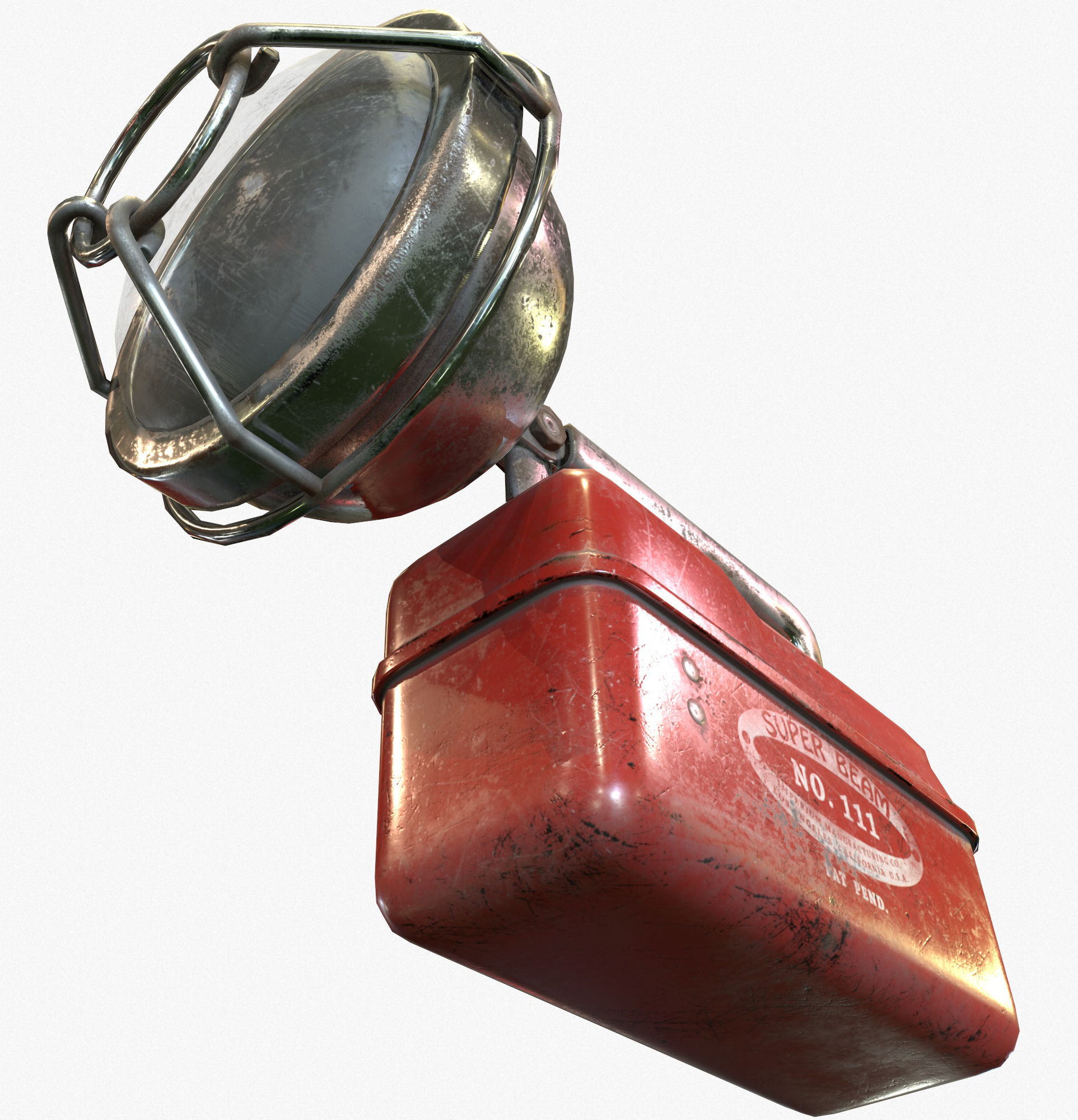 3D model Retro Flashlight Vintage Game Ready PBR Textures VR / AR / low ...