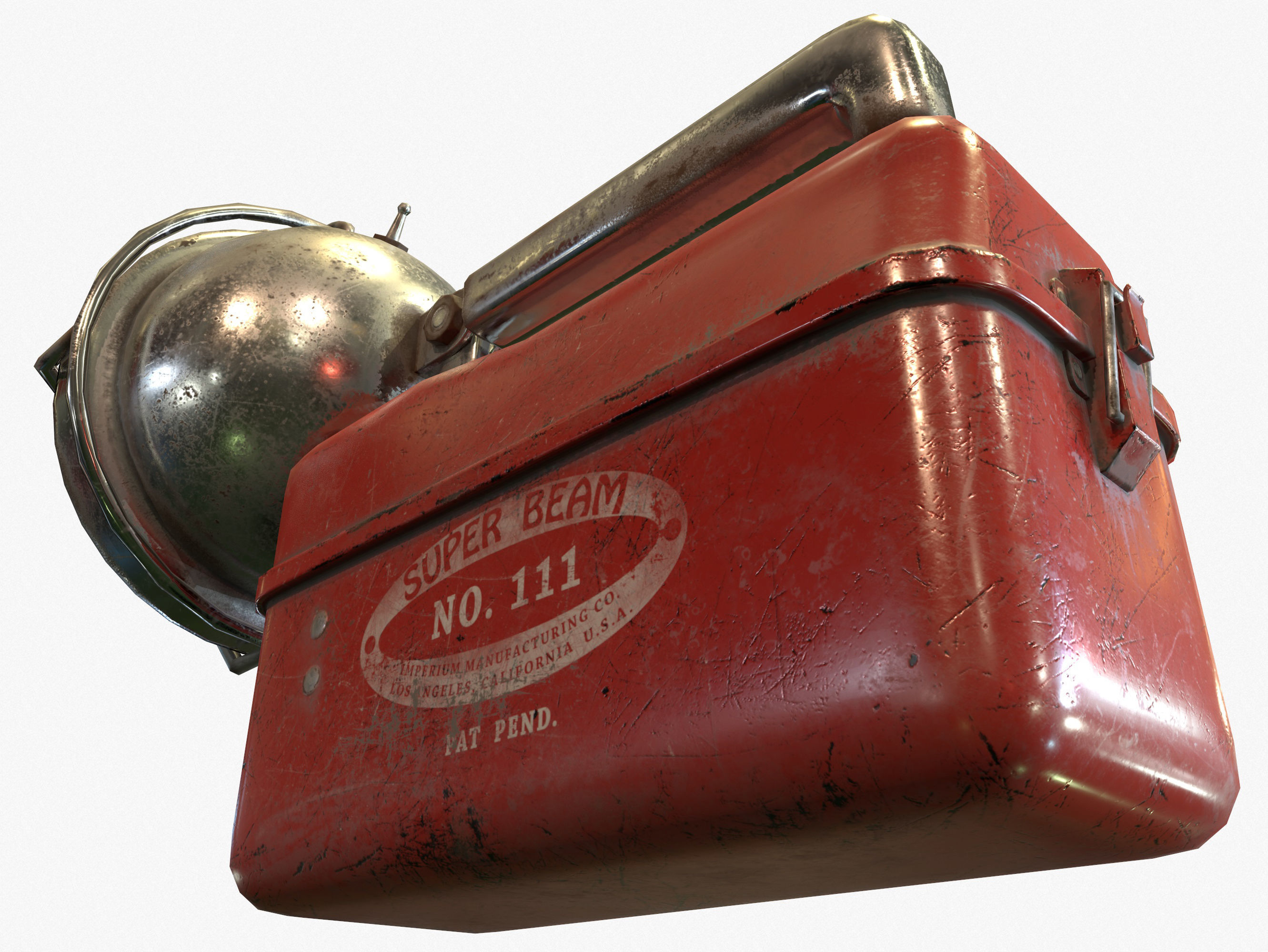 3D model Retro Flashlight Vintage Game Ready PBR Textures VR / AR / low ...