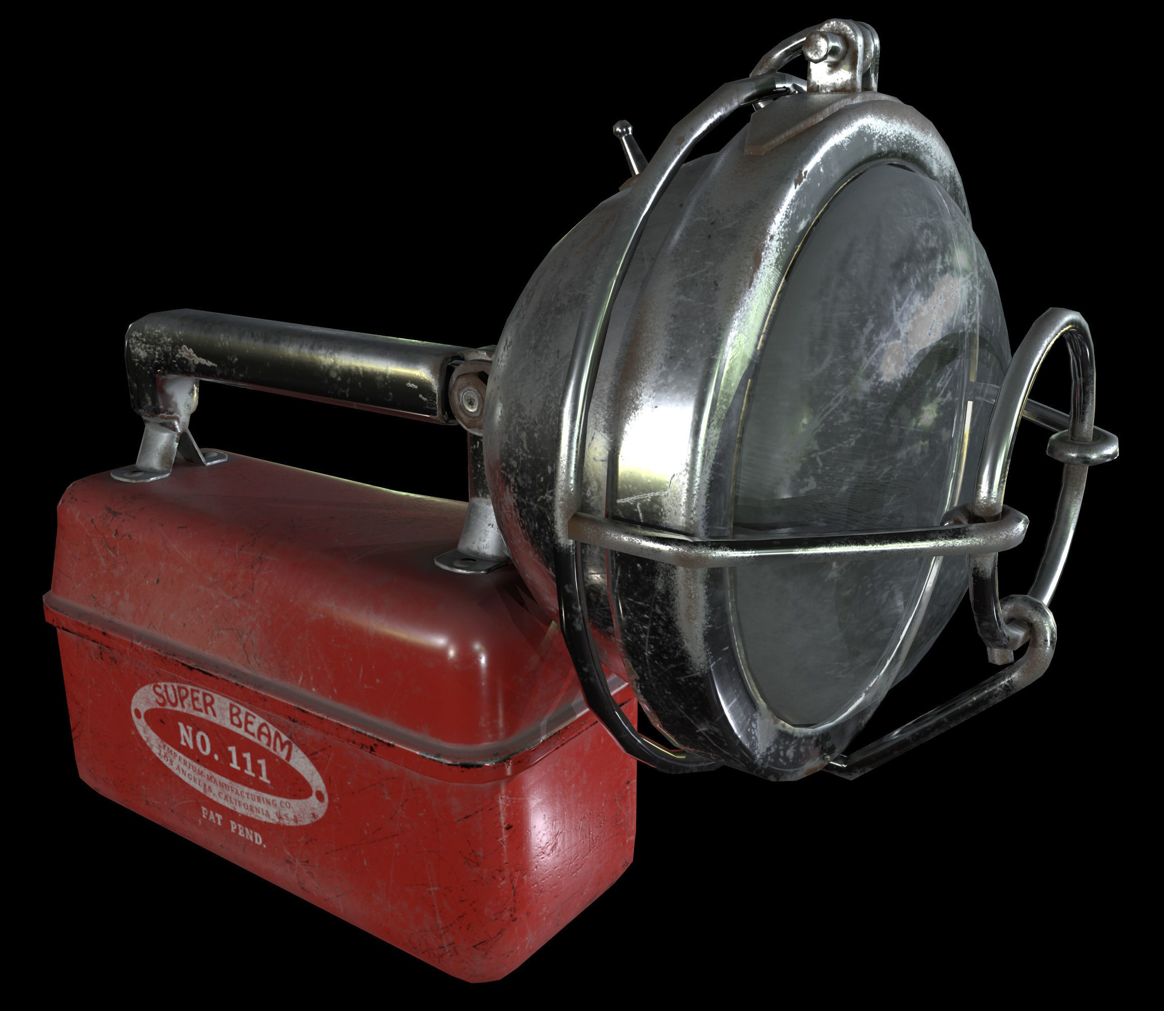 3D model Retro Flashlight Vintage Game Ready PBR Textures VR / AR / low ...