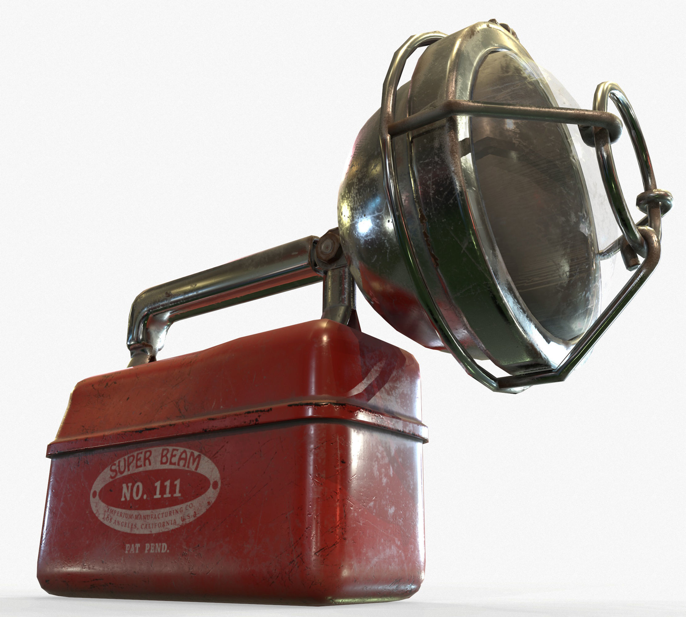 3D model Retro Flashlight Vintage Game Ready PBR Textures VR / AR / low ...