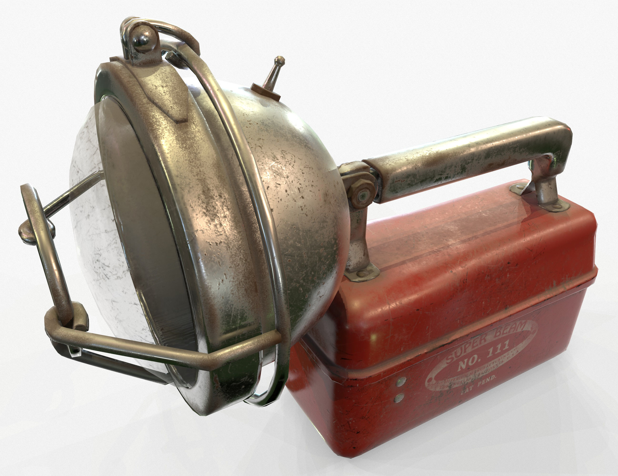 3D model Retro Flashlight Vintage Game Ready PBR Textures VR / AR / low ...