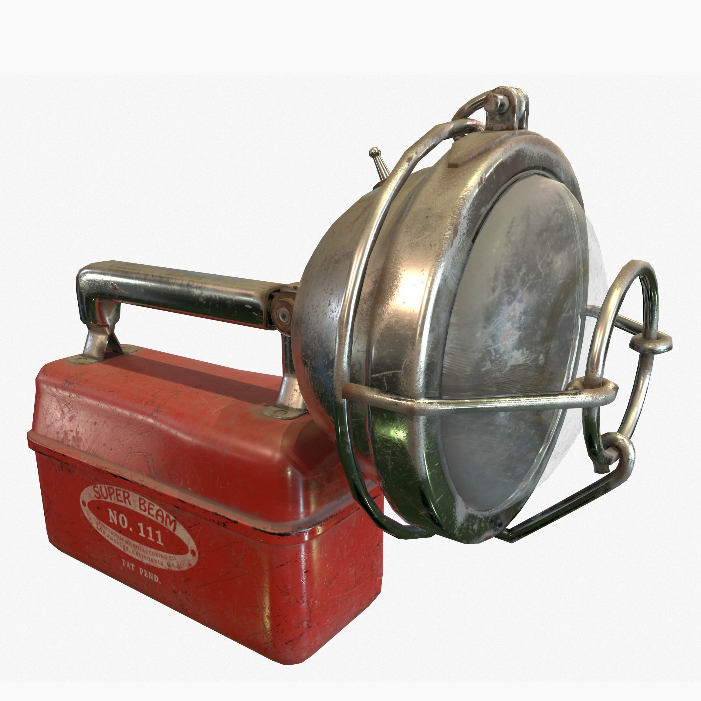 3D model Retro Flashlight Vintage Game Ready PBR Textures VR / AR / low ...