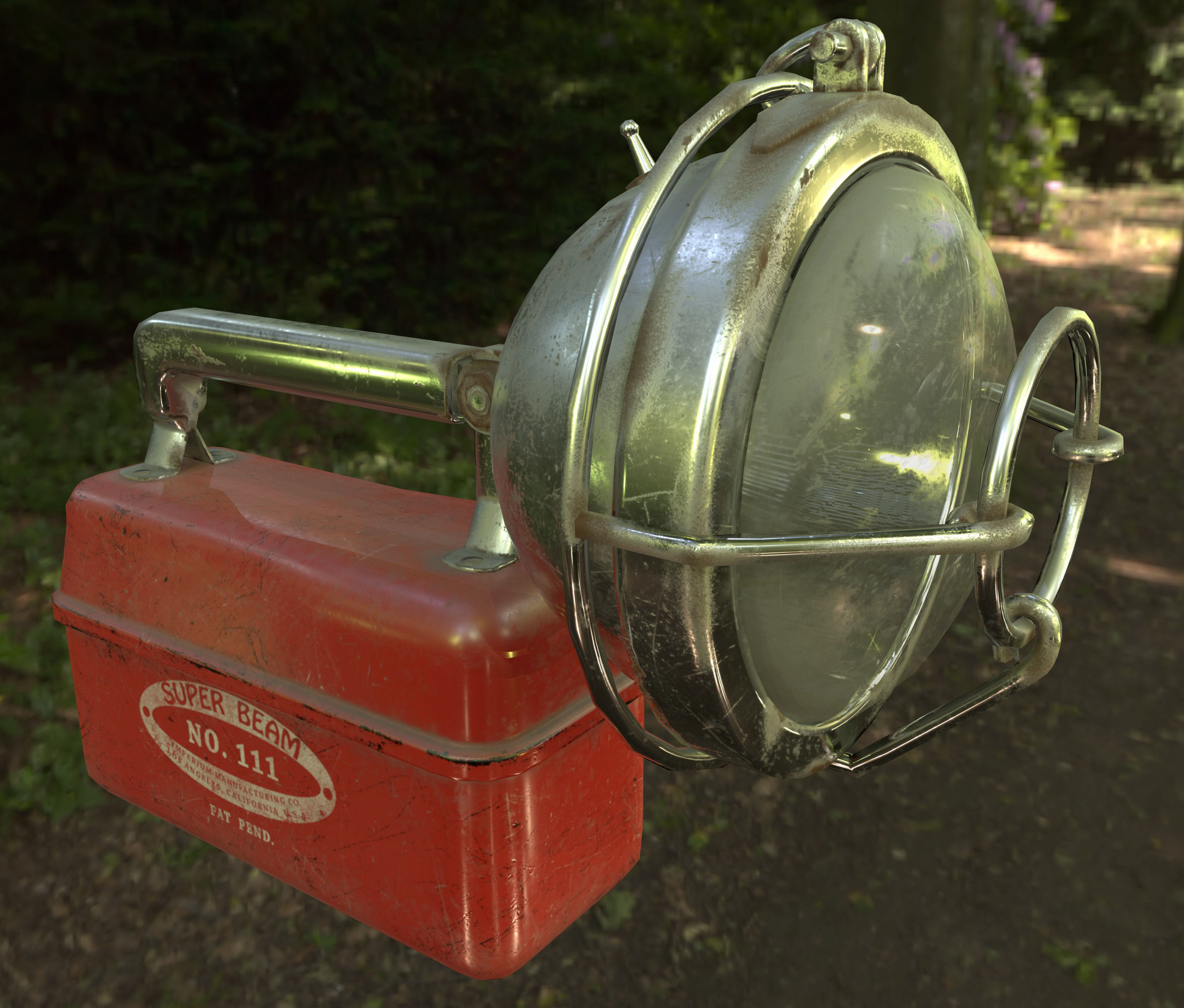 3D model Retro Flashlight Vintage Game Ready PBR Textures VR / AR / low ...