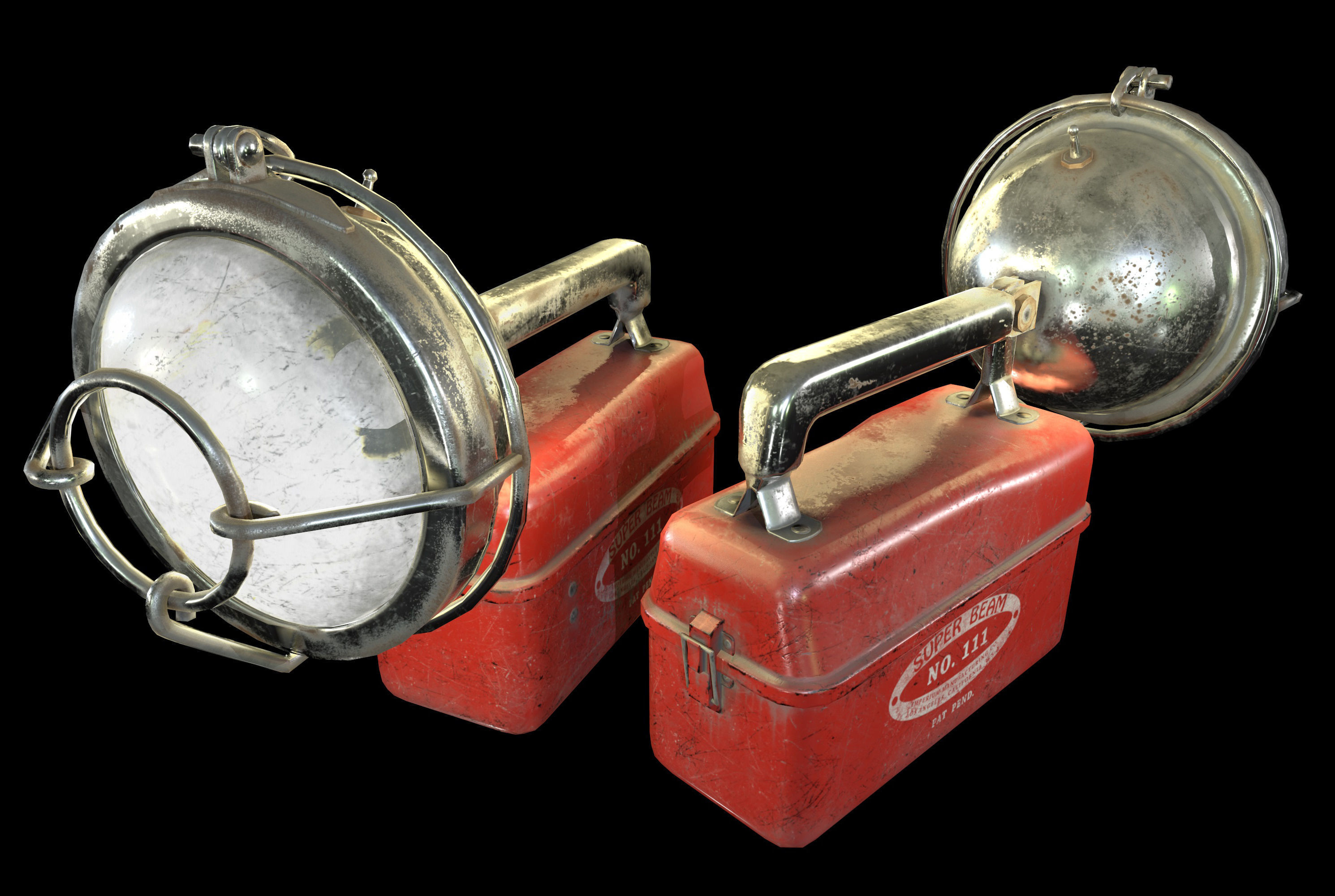 3D model Retro Flashlight Vintage Game Ready PBR Textures VR / AR / low ...