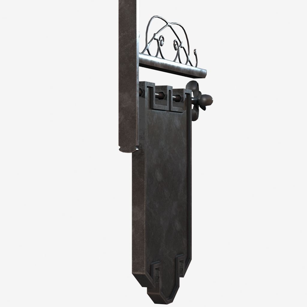 Signboard metal sign with ornate design 3D model | CGTrader