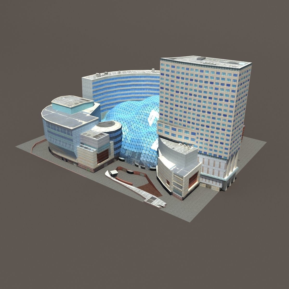 3D model Office Mall Building Low Poly VR / AR / low-poly | CGTrader